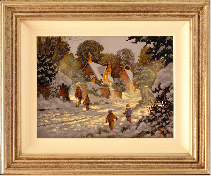 Richard Telford | Original oil painting on canvas, Village in Snow, Art ...