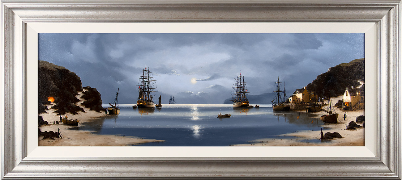 Alex Hill | Original oil painting on panel, Moonlight Fleet, Art to buy ...