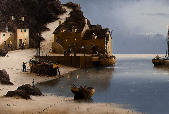 Alex Hill | Original oil painting on panel, Midnight Dock at Smuggler's ...