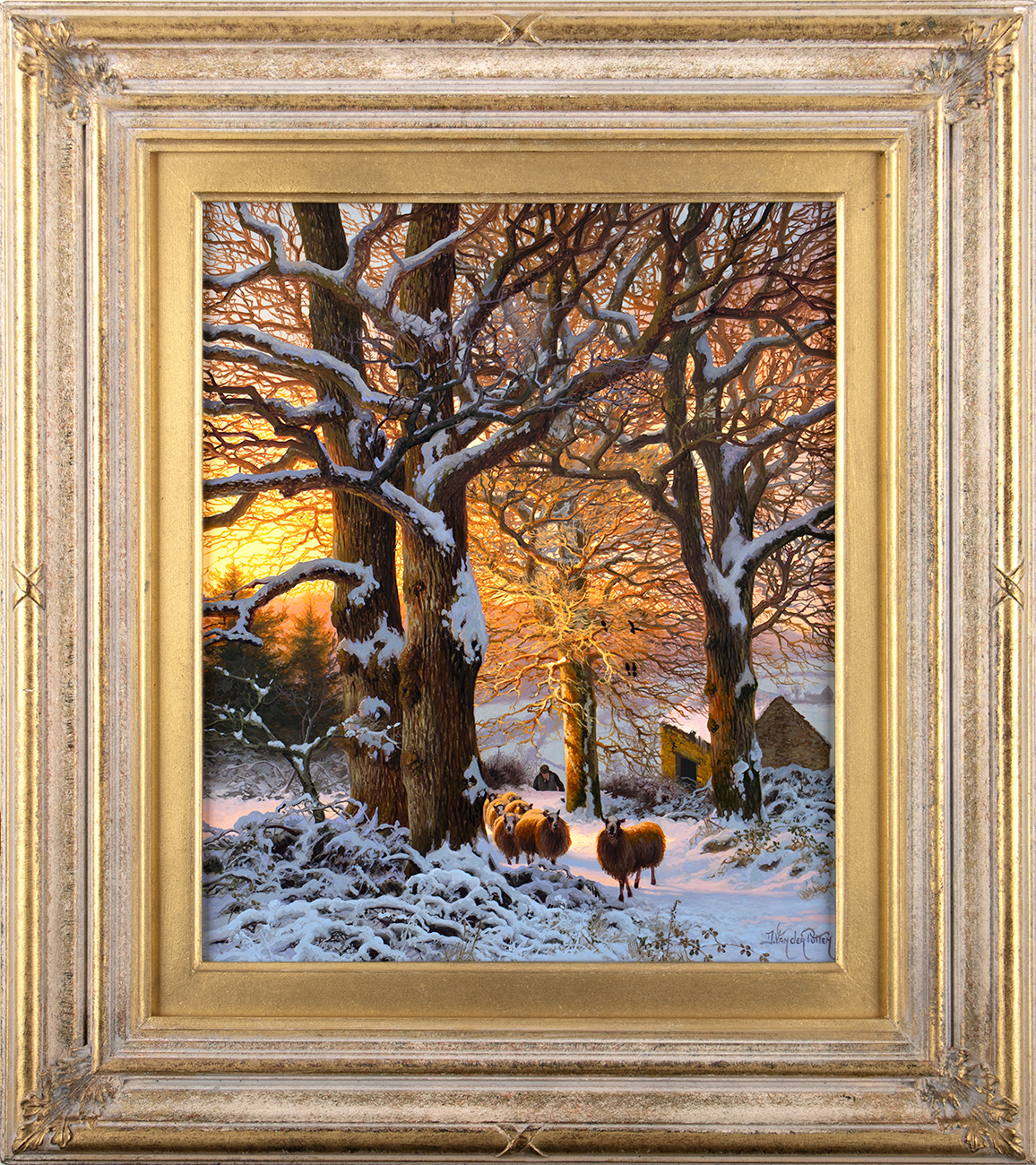 Daniel Van Der Putten | Original oil painting on panel, Sunset on Hill ...