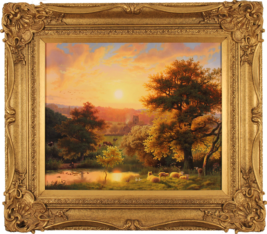 Daniel Van Der Putten | Original oil painting on panel, Sun Setting by ...