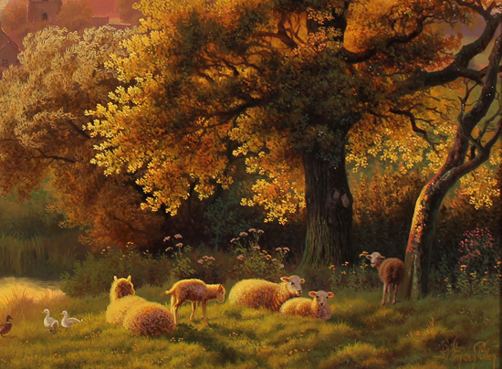 Daniel Van Der Putten | Original oil painting on panel, Sun Setting by ...