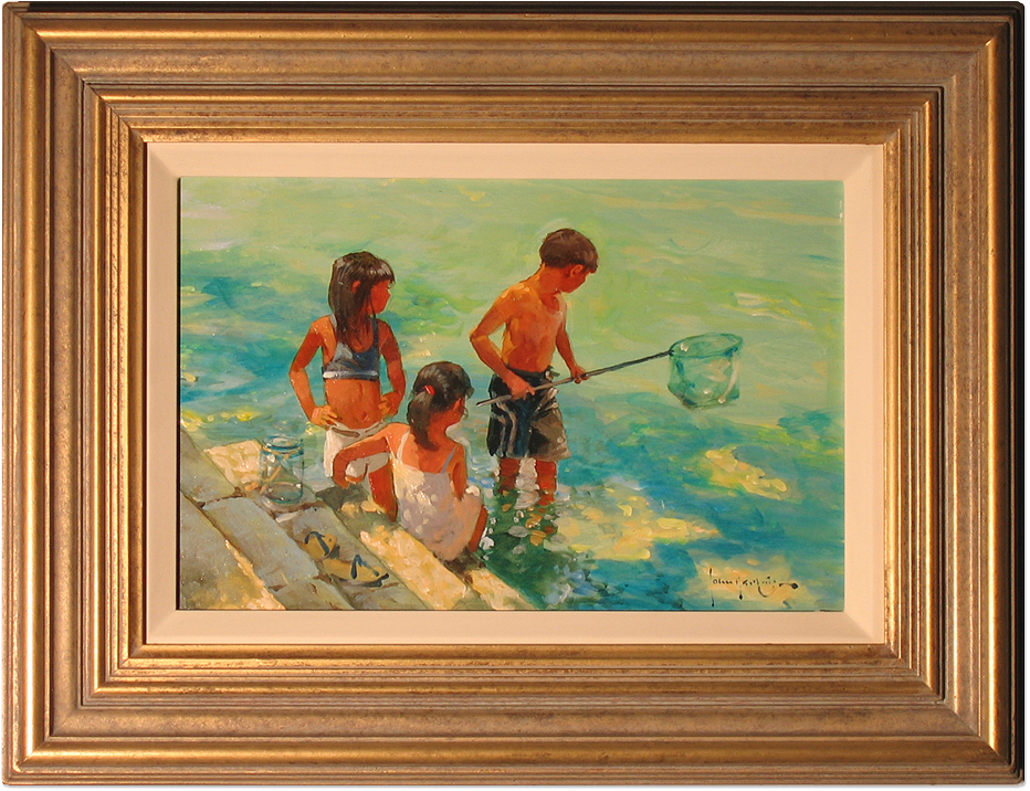 John Haskins | Original oil painting on panel, Beach Scene, Art to buy ...