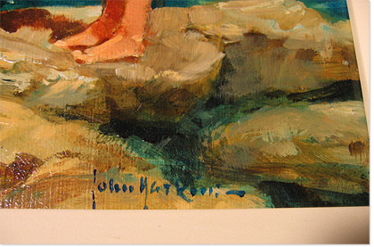 John Haskins | Original oil painting on panel, Beach Scene, Art to buy ...