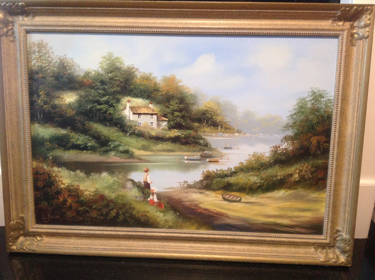 Les Parson | Oil on canvas, Children by a Boating Lake, Art to buy ...