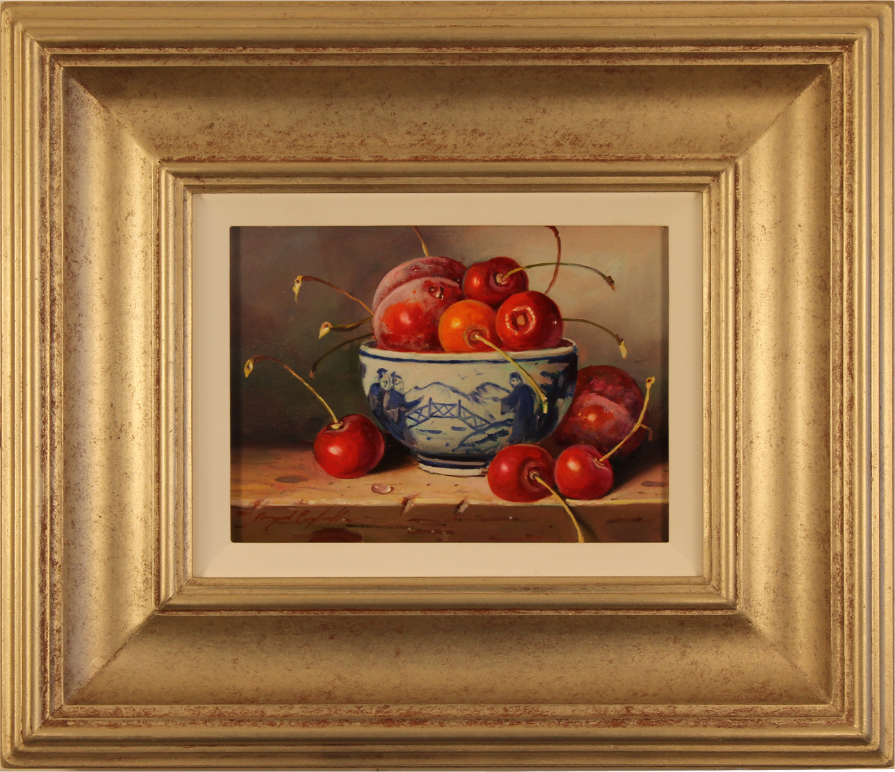 Raymond Campbell | Original oil painting on panel, Bowl of Cherries and ...