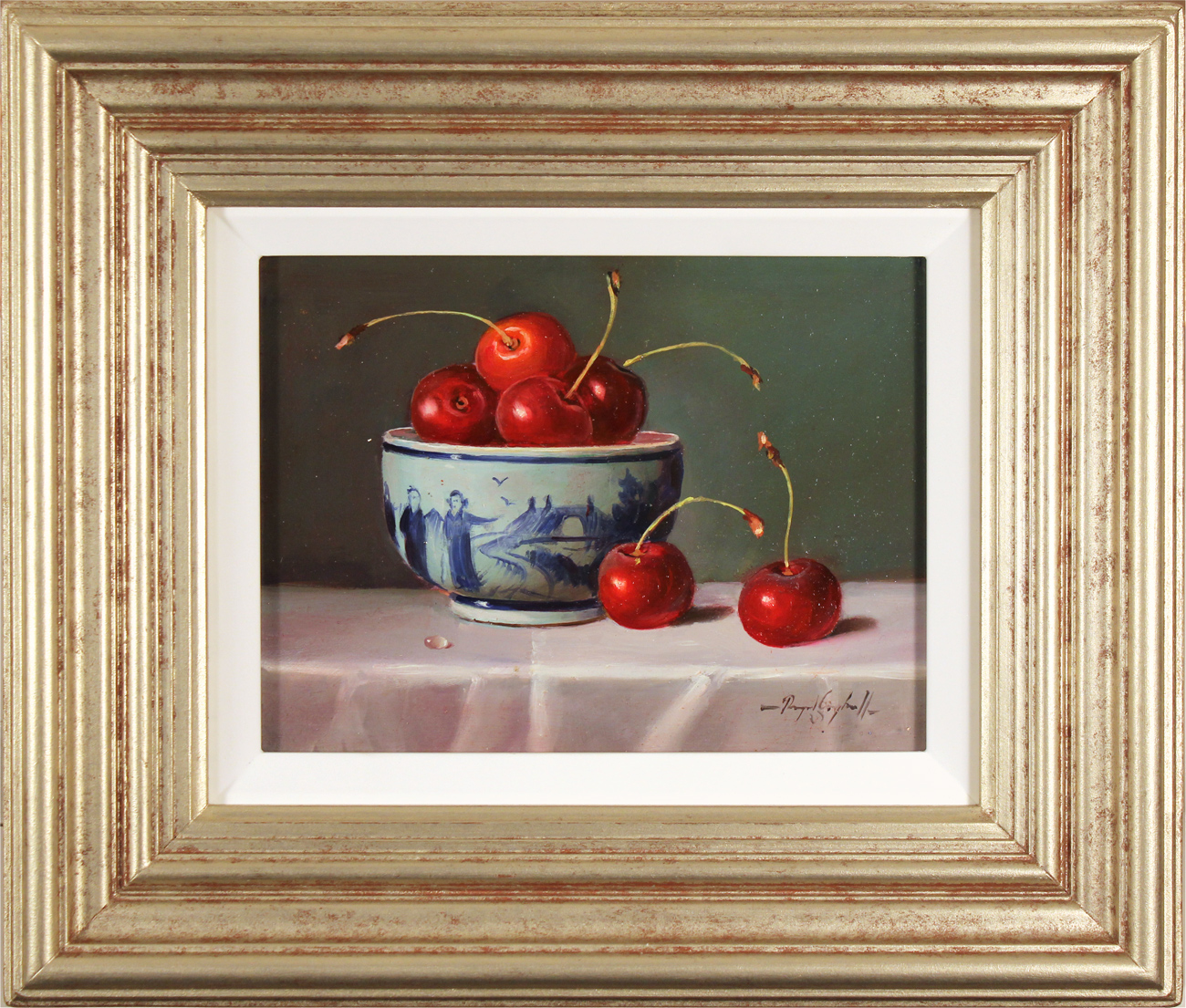Raymond Campbell | Original oil painting on panel, Bowl of Cherries ...