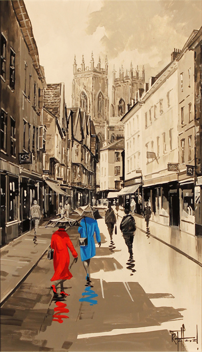 Richard Telford | Original oil painting on panel, Red and Blue Dress on ...