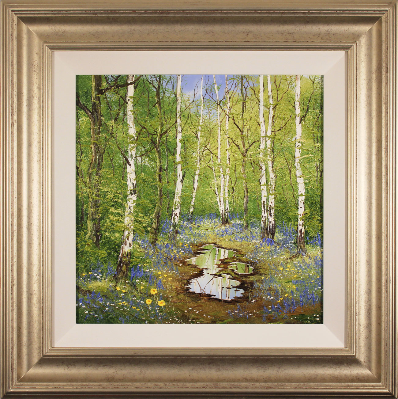 Terry Evans | Original oil painting on panel, Birch and Bluebell, Art ...