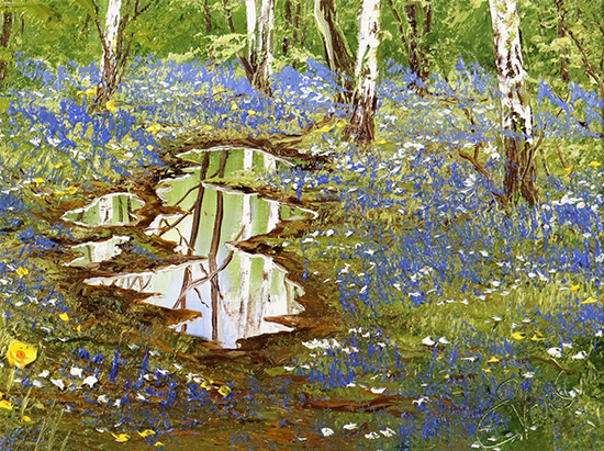 Terry Evans | Original oil painting on canvas, Bluebell and Birch, Art ...