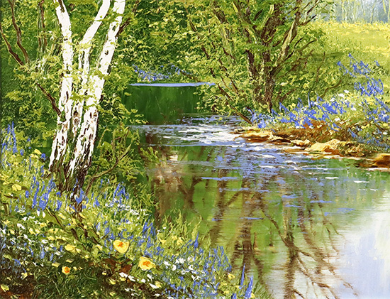 Terry Evans | Original oil painting on panel, Woodland Bluebells, Art ...