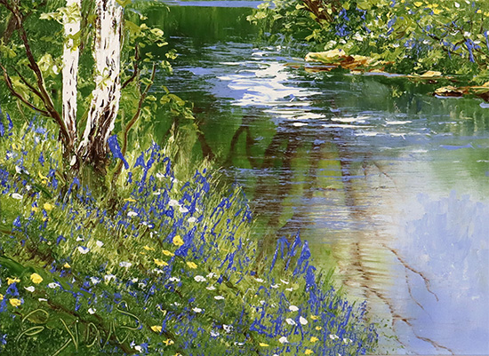 Terry Evans | Original oil painting on panel, Bluebell and Buttercup ...