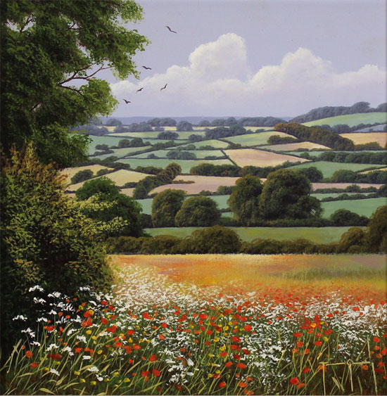 Terry Grundy | Original oil painting on panel, Patchwork of the ...