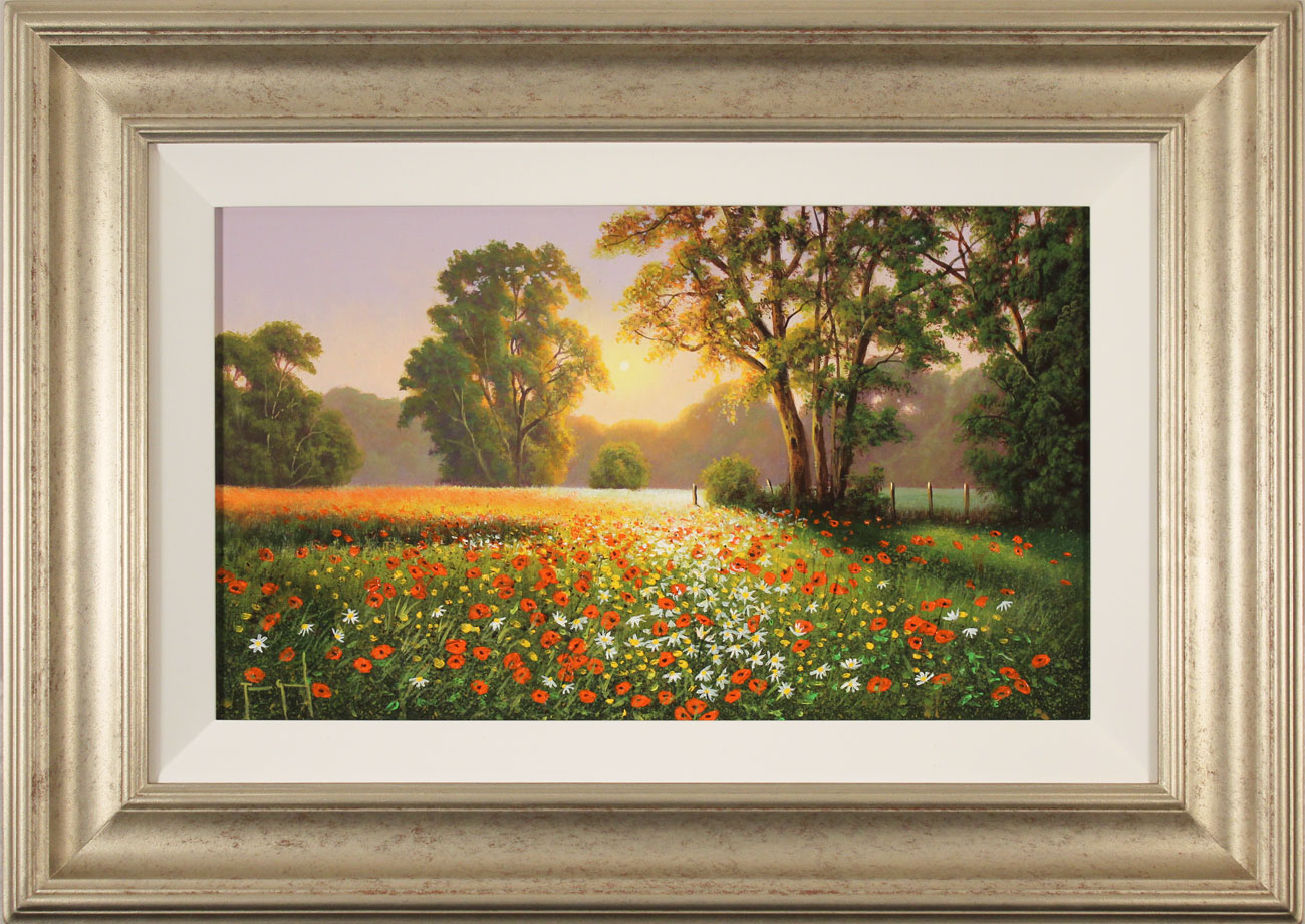 Terry Grundy | Original oil painting on panel, Poppy Field at Sunset ...